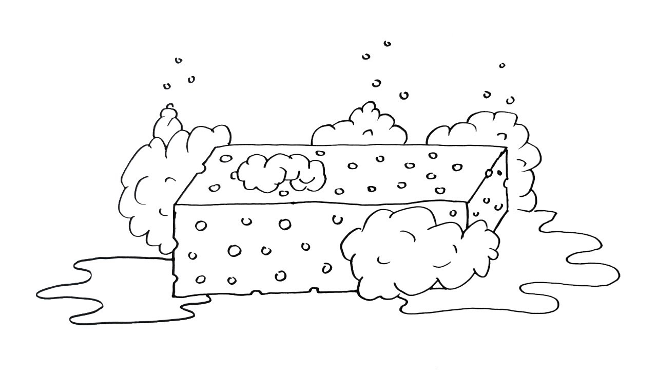 How to Draw a Kitchen Sponge with Soap - YouTube