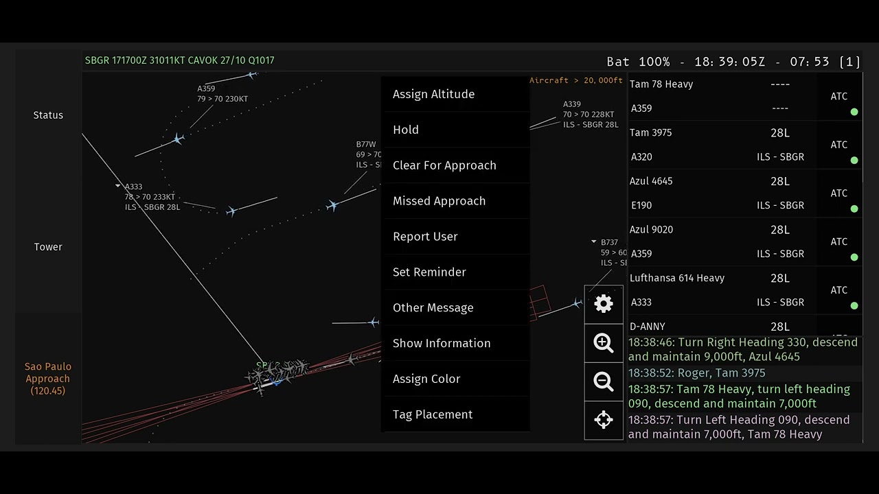 Infinite Flight ATC: Guarulhos Approach | SBGR Schedule day | Expert ...