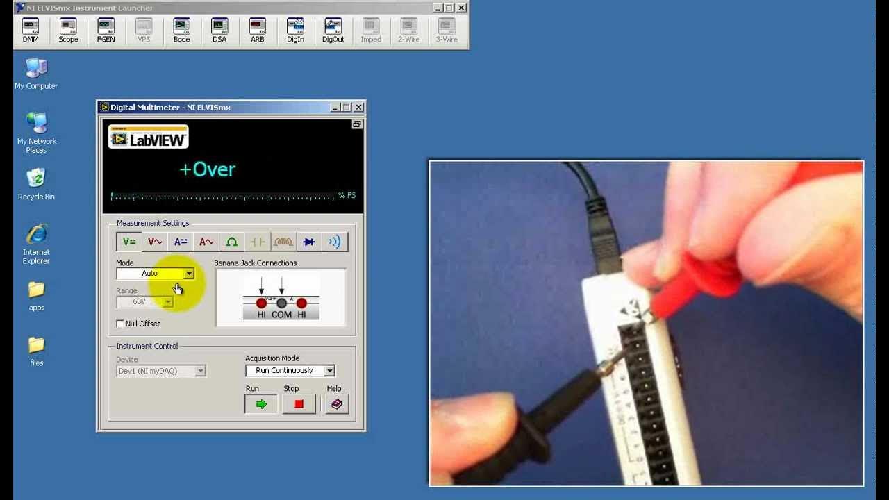 NI ELVISmx | myDAQ: Voltmeter demo - YouTube