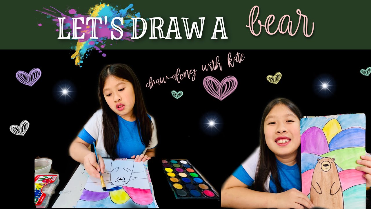 Draw-along With Kate | How To Draw a Bear | Watercolor Painting | Easy ...