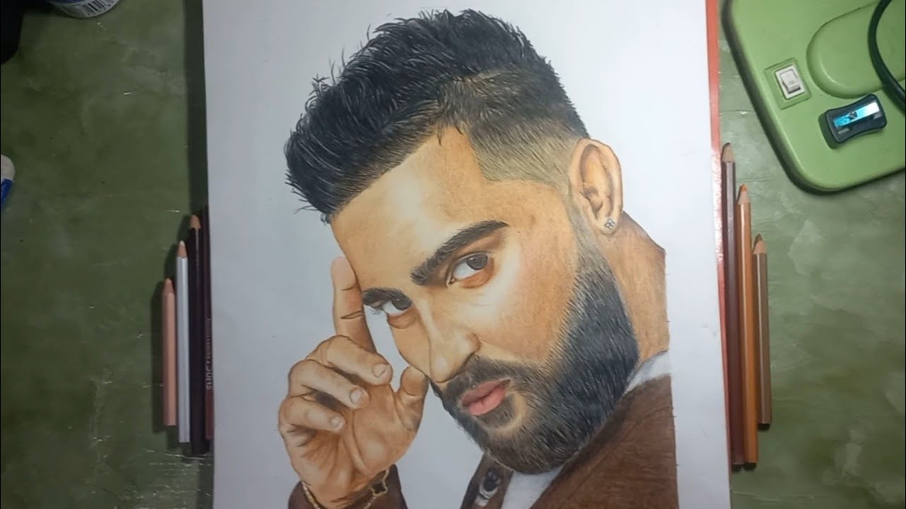 karan aujla drawing with color layering method drawing frombrecent ...