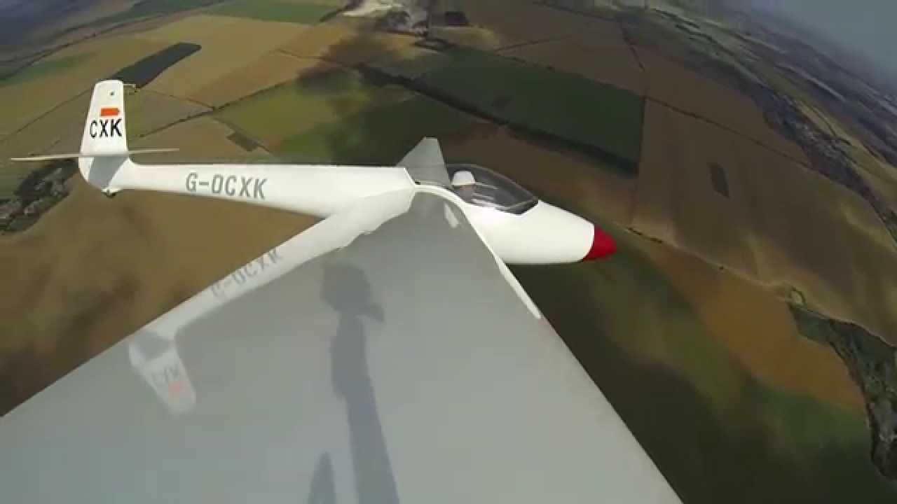 Libelle glider take off, soaring and landing from inside and on wing ...