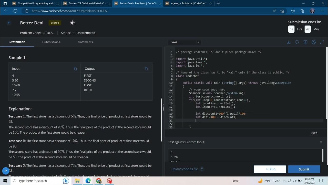 Better Deal Starter 79 Codechef Solution In Java Youtube