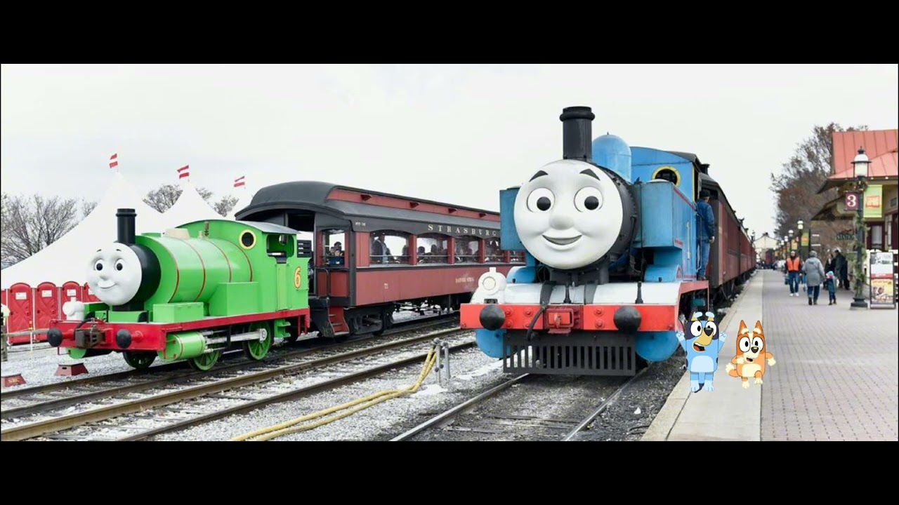 Bluey and Bingo with Strasburg Thomas and Percy - YouTube