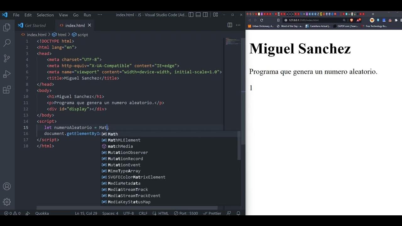 Generar un numero aleatorio en Javascript - YouTube