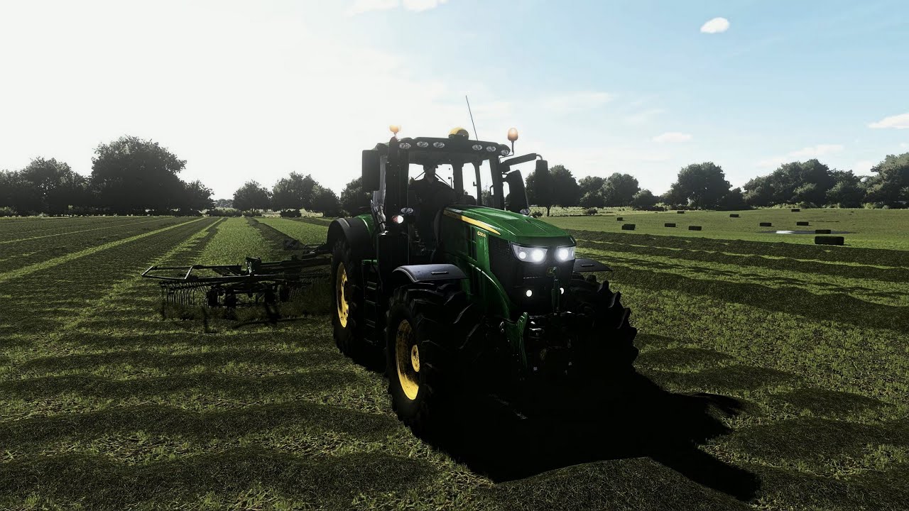Farming Simulator 22, I am arranging the grass and making bales, 4k at ...