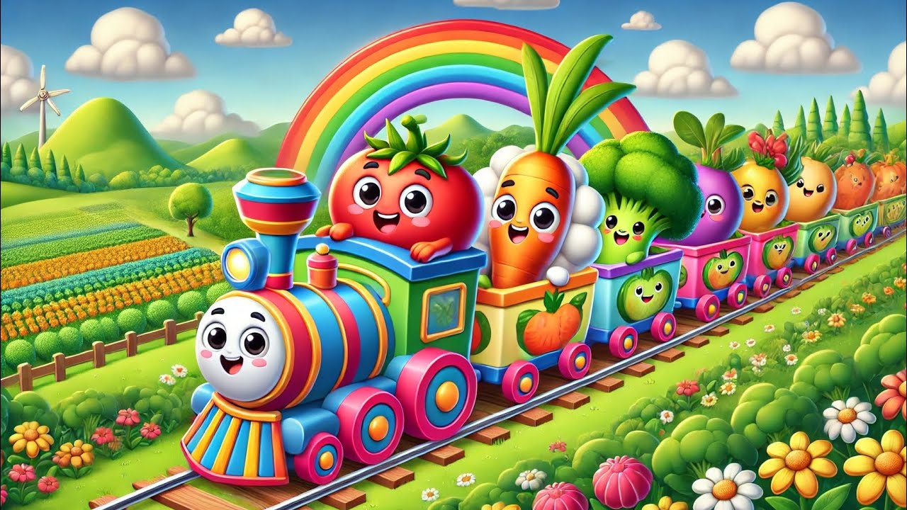 Vegetables Train Ride|Vegetables poem for kids|Hindi poem|Nurery rhyme ...