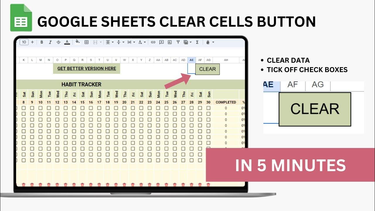 How to create a Clear Button to Clear cell content and tick off ...