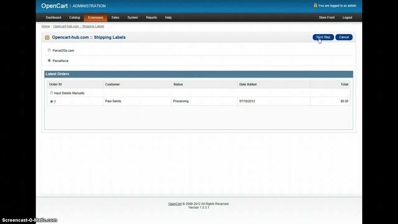 Opencart ParcelForce 'ExpressLink' Shipping Labels (VQMOD) - YouTube