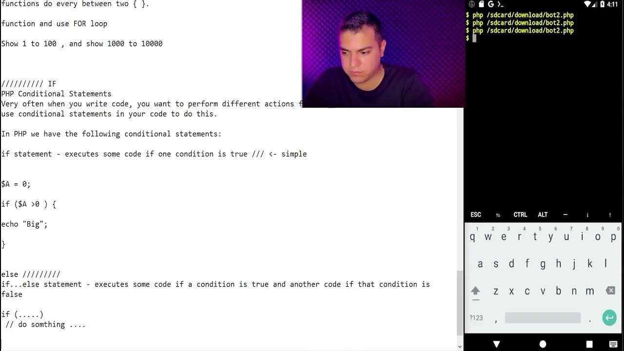 Termux PHP earn crypto script How to manage conditions and comparisons ...