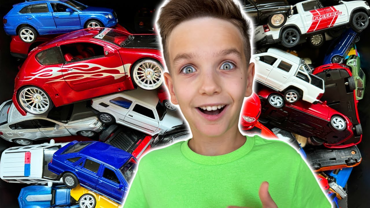 Mark walks around and unpacks new cars of different brands - YouTube