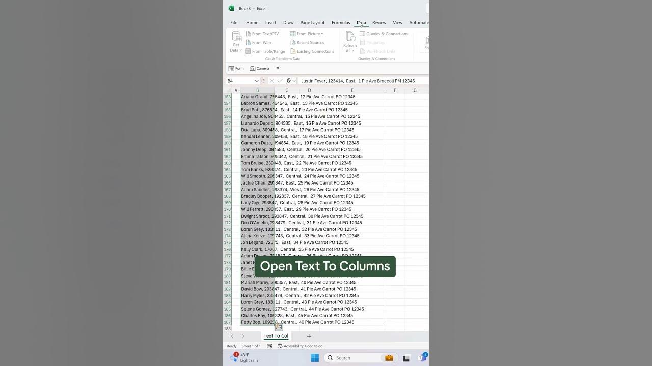 Clean up messy data in seconds with the text to column tool. 🤯 #excel #tutorial #scribe - YouTube