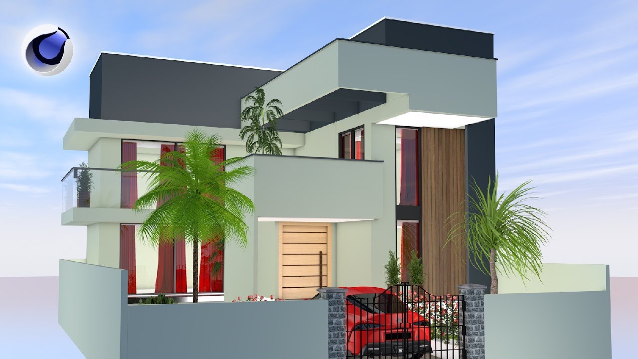 Modern House Cinema 4D Part 2 | Cinema 4D R20 Tutorial - YouTube