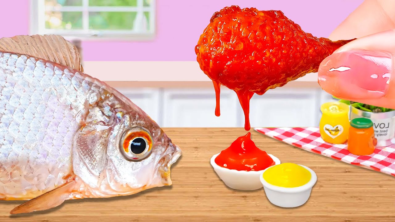 Cocina Mini 🐟🍗 Pescado con Pollo Frito Picante | ¡Crujiente y Delicioso ...