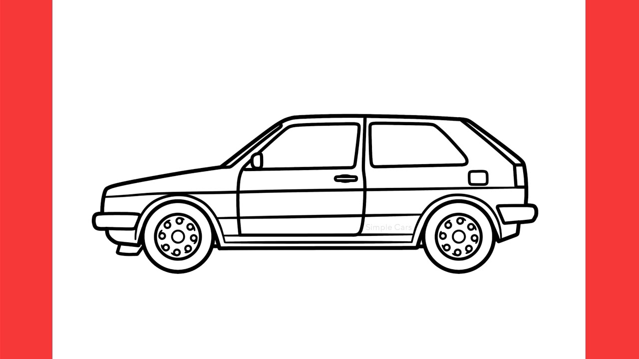 How to draw a VOLKSWAGEN GOLF MK2 easy | Drawing volkswagen golf 2 gti ...