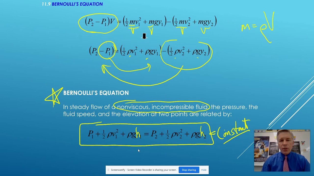AP Physics 1 Honors - Unit 8 - Fluid Dynamics - Bernoulli's Equation ...