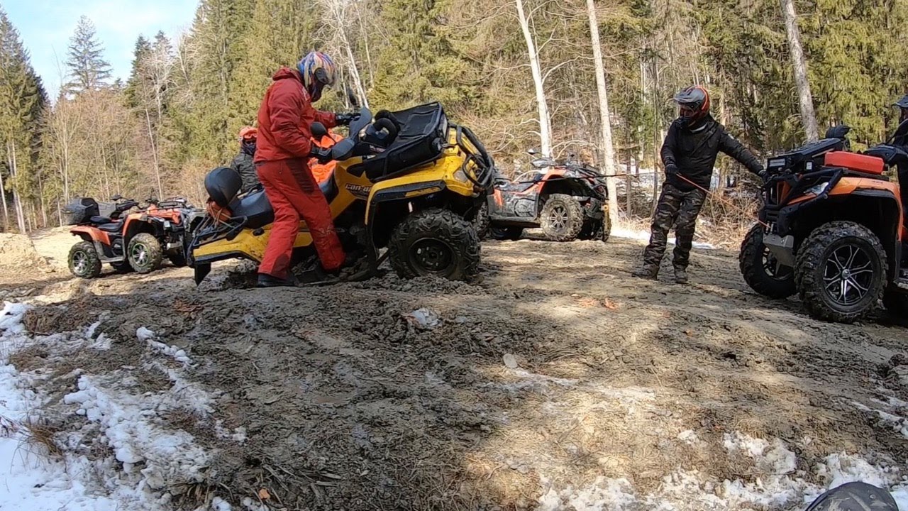 ATV Stuck In Icy Mud ️ We Get Lost In The Forest During The Night 🌑 ...