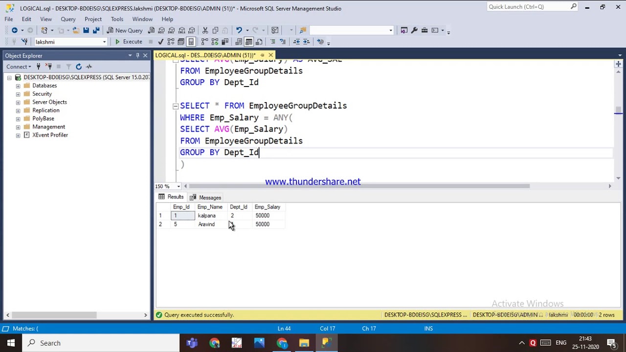 79.LOGICAL OPERATOR - AND,ANY,ALL OPERATORS IN SQL - YouTube