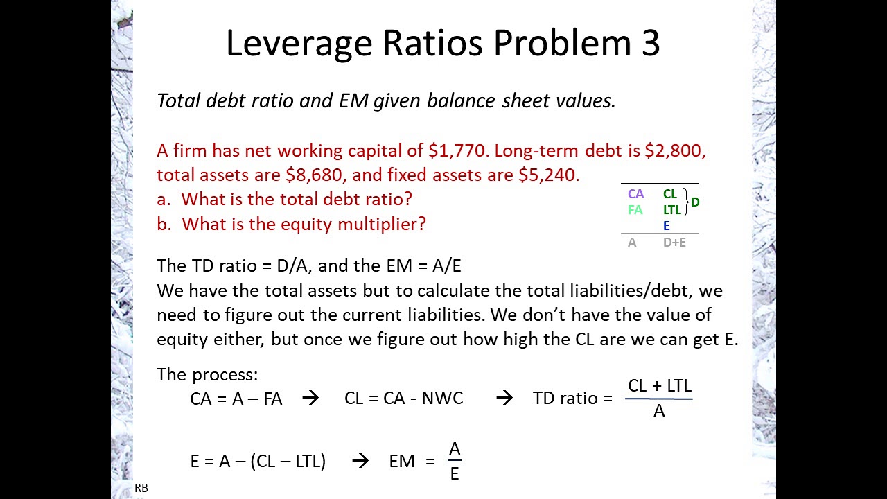 Leverage Ratios Problem 3: Total Debt Ratio & Equity Multiplier using ...