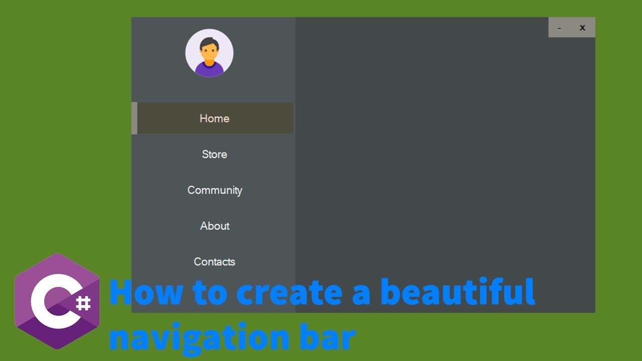 c# Design UI: Simple navigation bar- Flat desktop application without ...