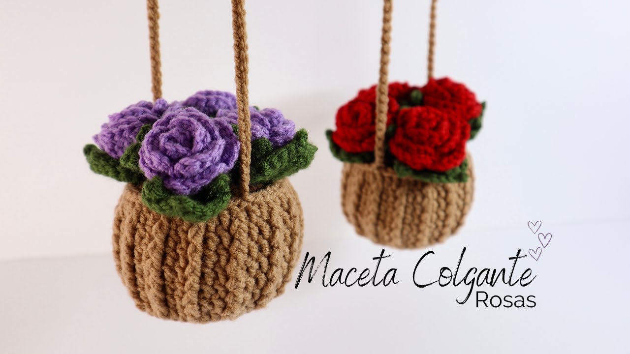 Maceta Colgante Tejida A Crochet | Rosas💜Mayelin Ros - YouTube