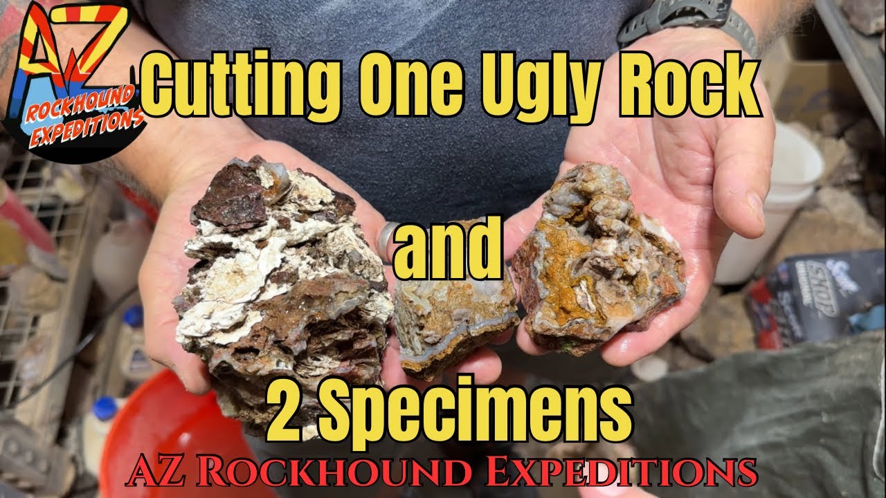 Cutting one ugly rock and 2 specimens. - YouTube
