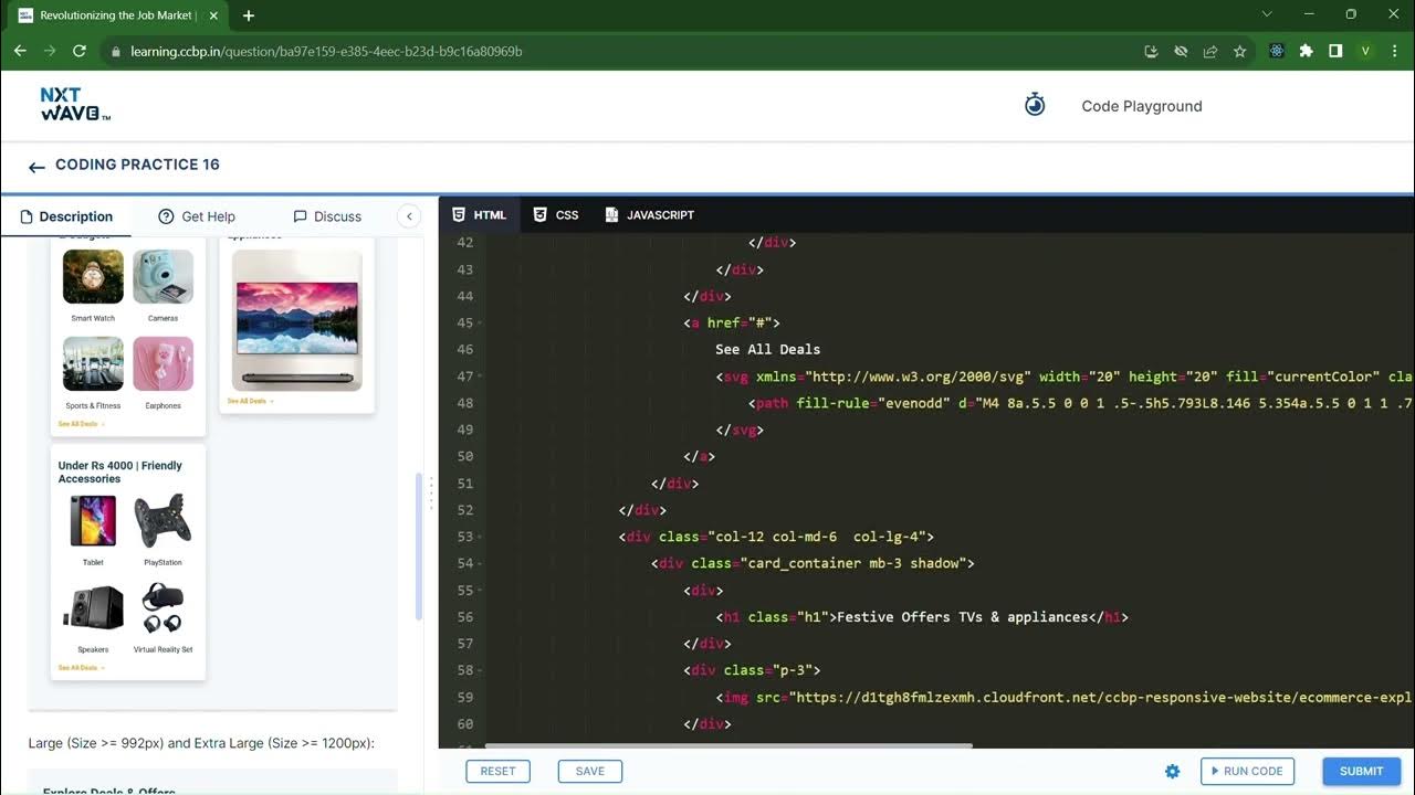 Ecommerce Website Explore Section Coding Practice 16 Html Css Bootstrap Nxtwave Ccbp 4