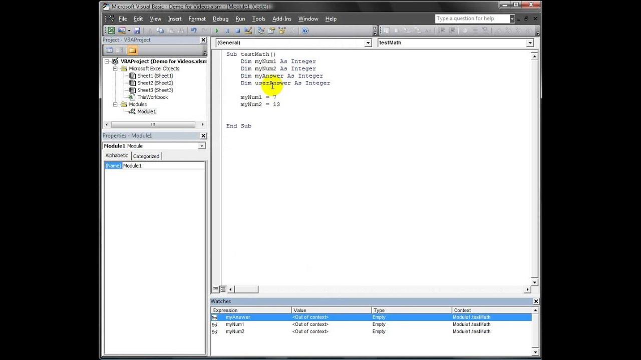 VBA Excel - Intro to declaring and using variables and MsgBox and InputBox - YouTube