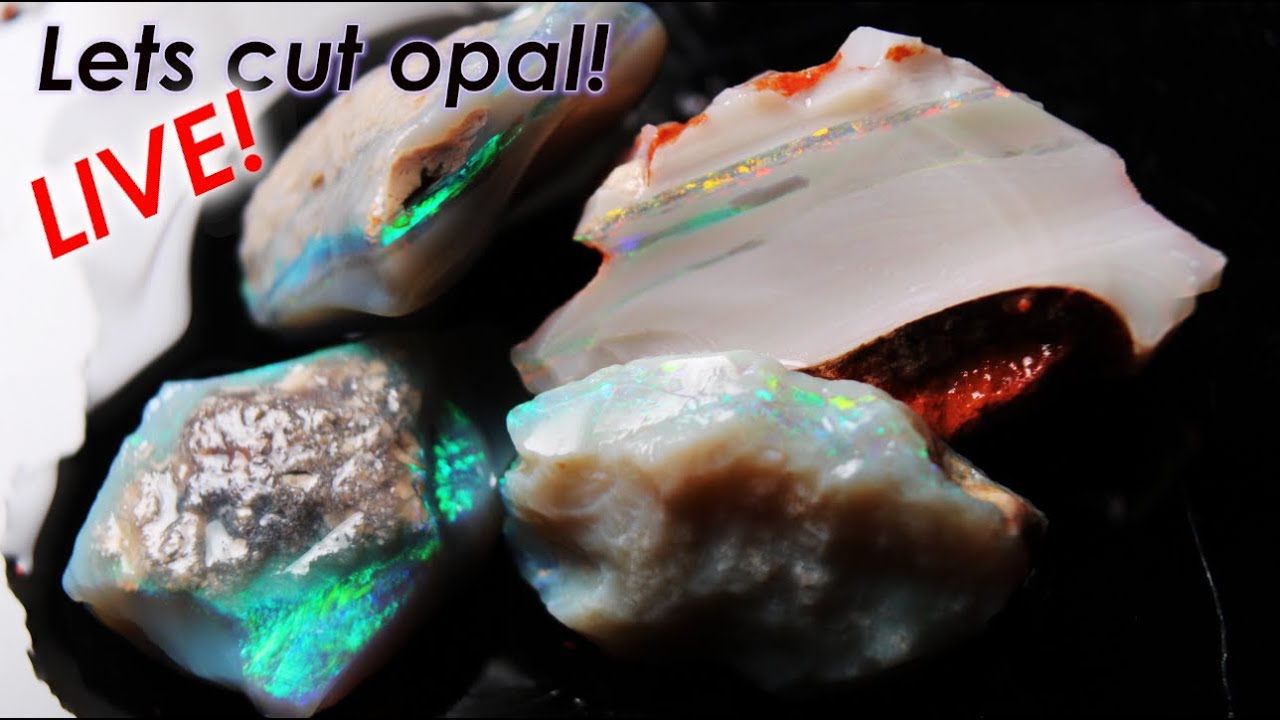 Cutting some Australian Black Opals LIVE full color bars giving away ...