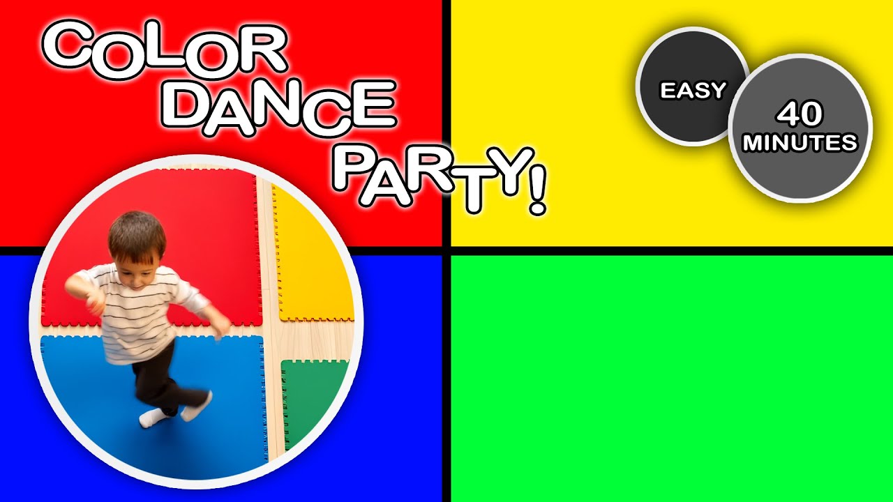 ULTIMATE Kids' Color Dance Party Game - 40 minutes - EASY (Movement Mat ...