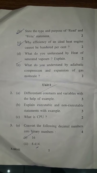 Computer programming and thermodynamics question paper 2023 , Bsc 3rd ...