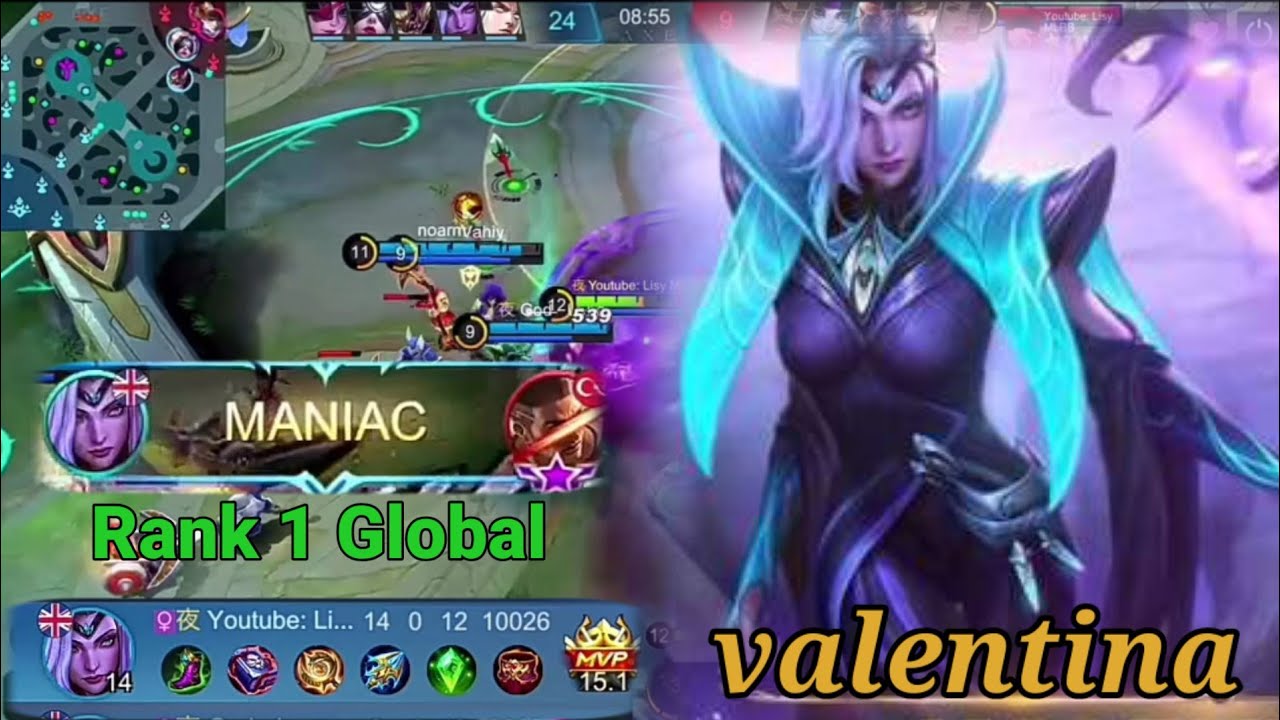 Top 1 Global Valentina by Youtube: Lisy MLBB - MLB- win rate 92% - YouTube