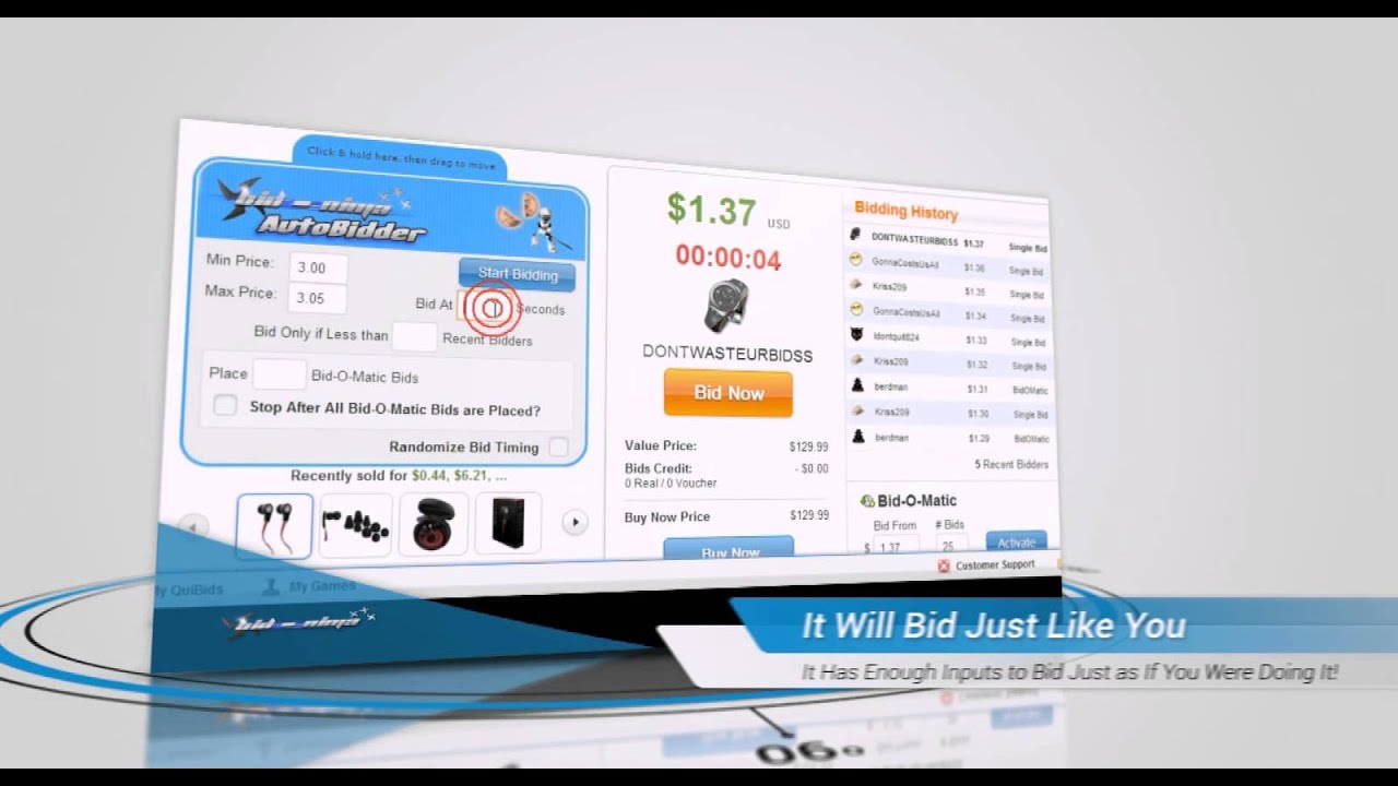 Quibids Live Auctions | Watch BidBuddy in Action - YouTube