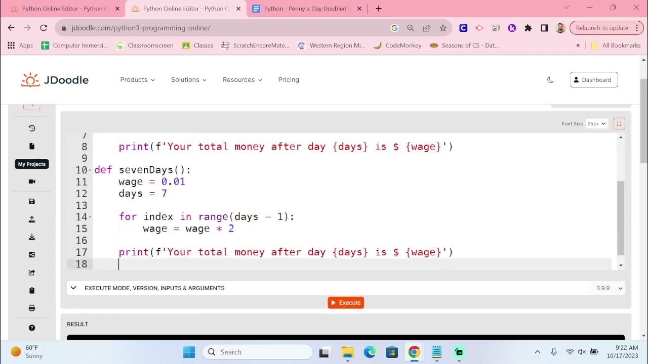 Penny a Day Doubled Python Project (Part 4) Functions - YouTube