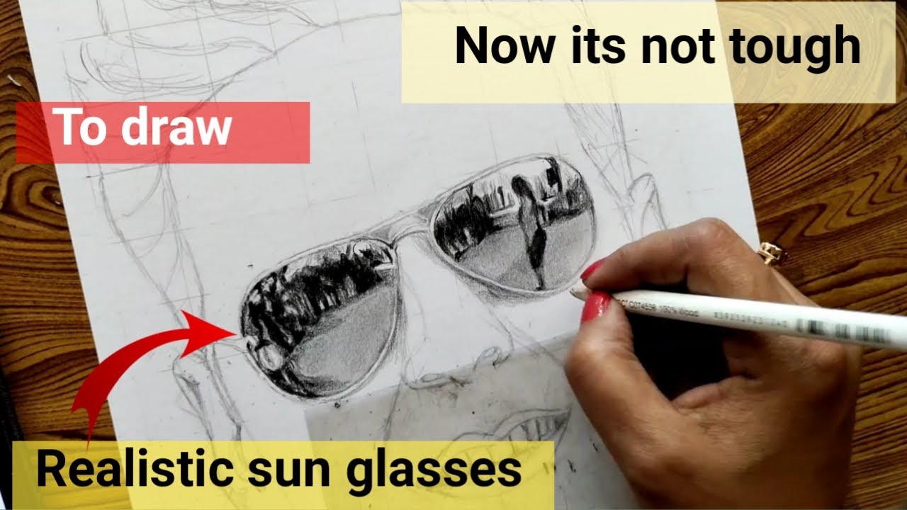 How to draw Sun glasses l How to draw realistic Goggles - YouTube