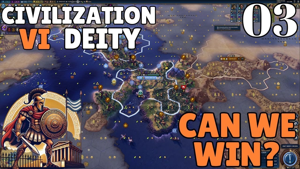 Can We Win? - Civilization 6 Deity Gameplay - Pericles (Greece) - Ep.03 ...