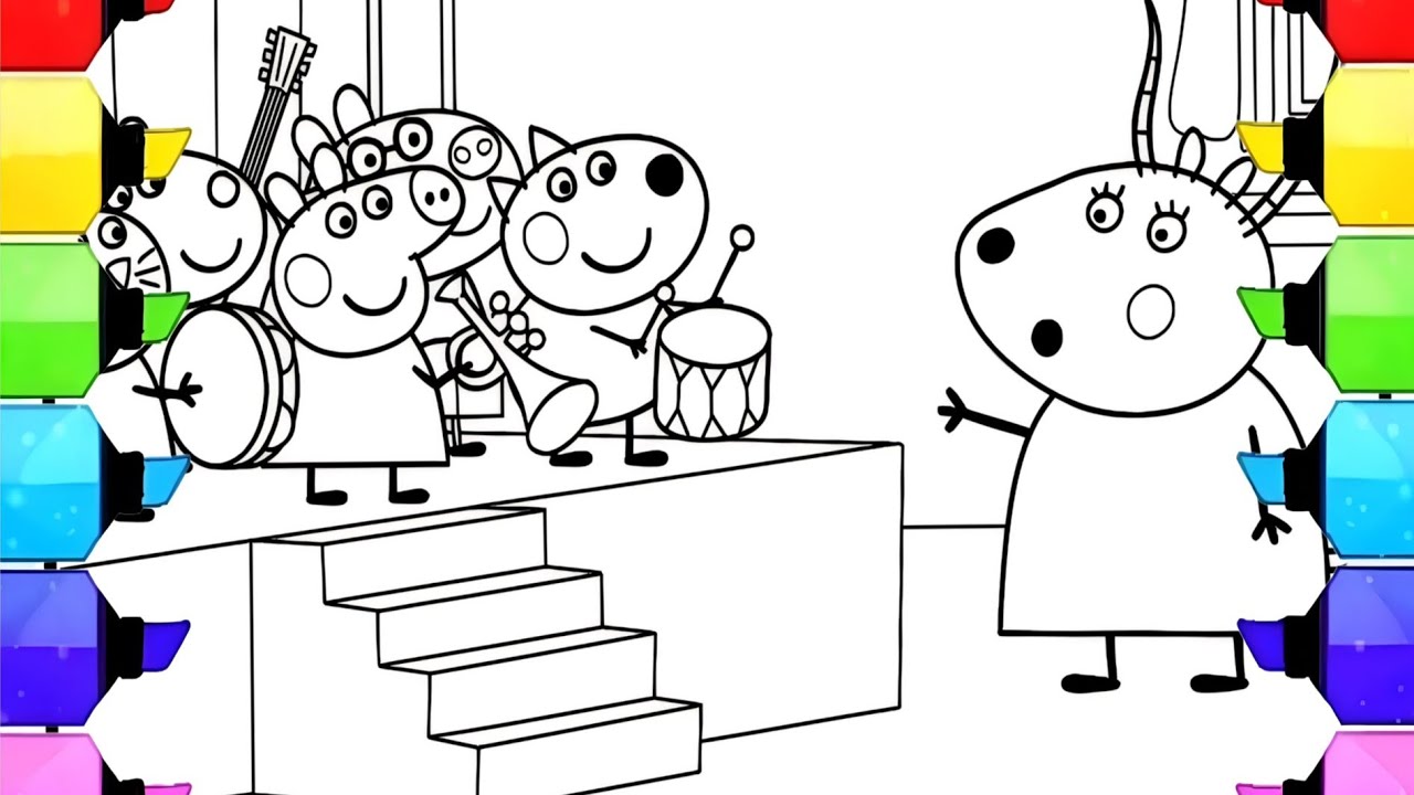 Madam Ghazale is teaching music to children Drawing Easy, Peppa Pig ...