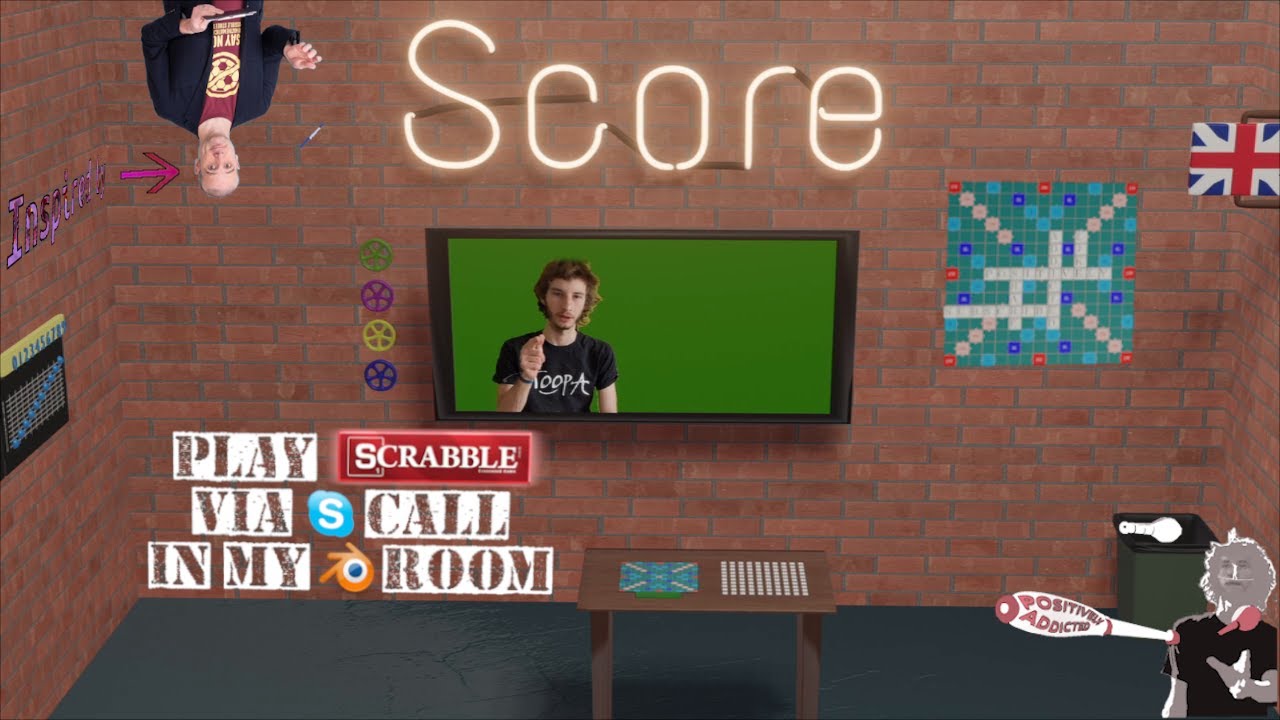 Play Scrabble via Skype call in my virtual Blender game room - YouTube