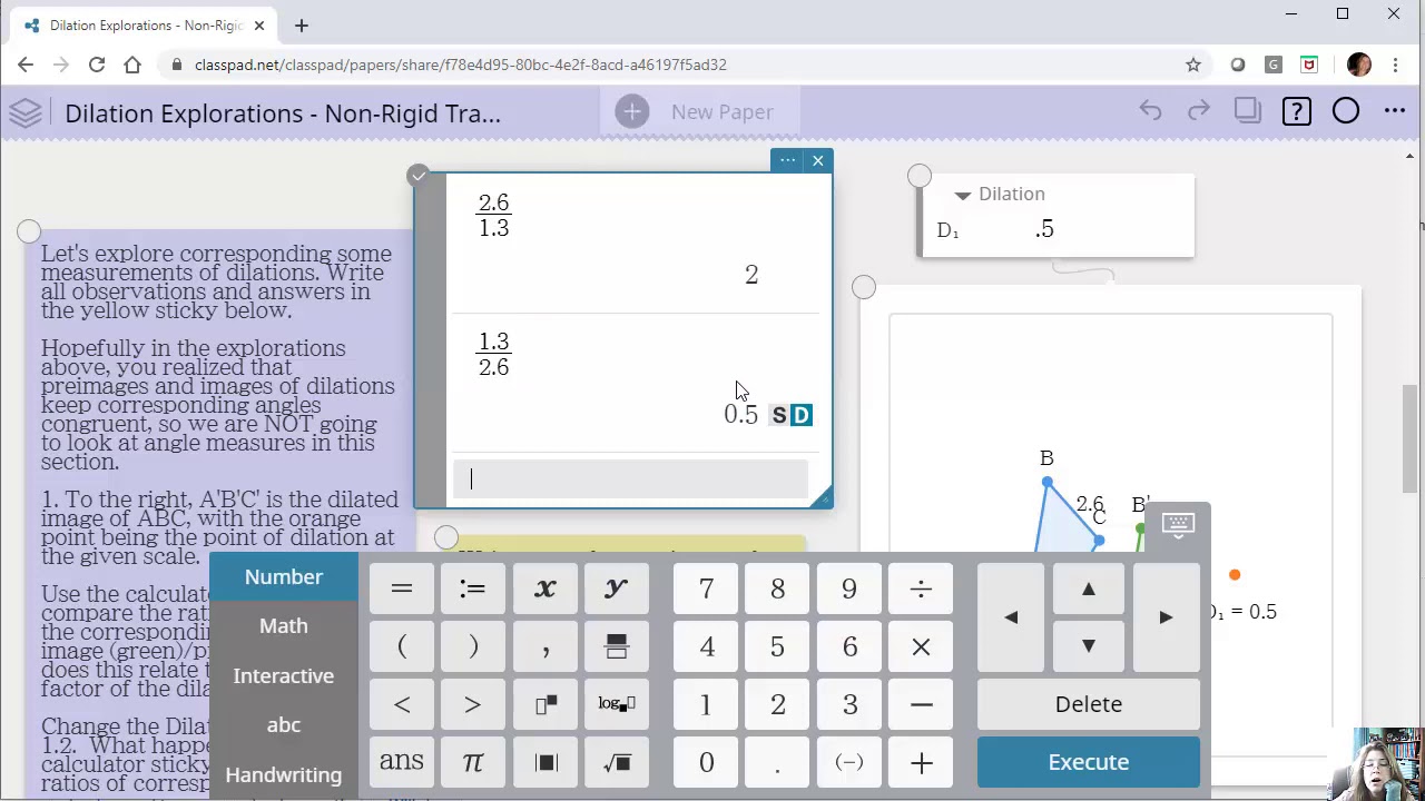 Dilation Explorations1 - Non-rigid Transformations (Mini-Math Lesson ...