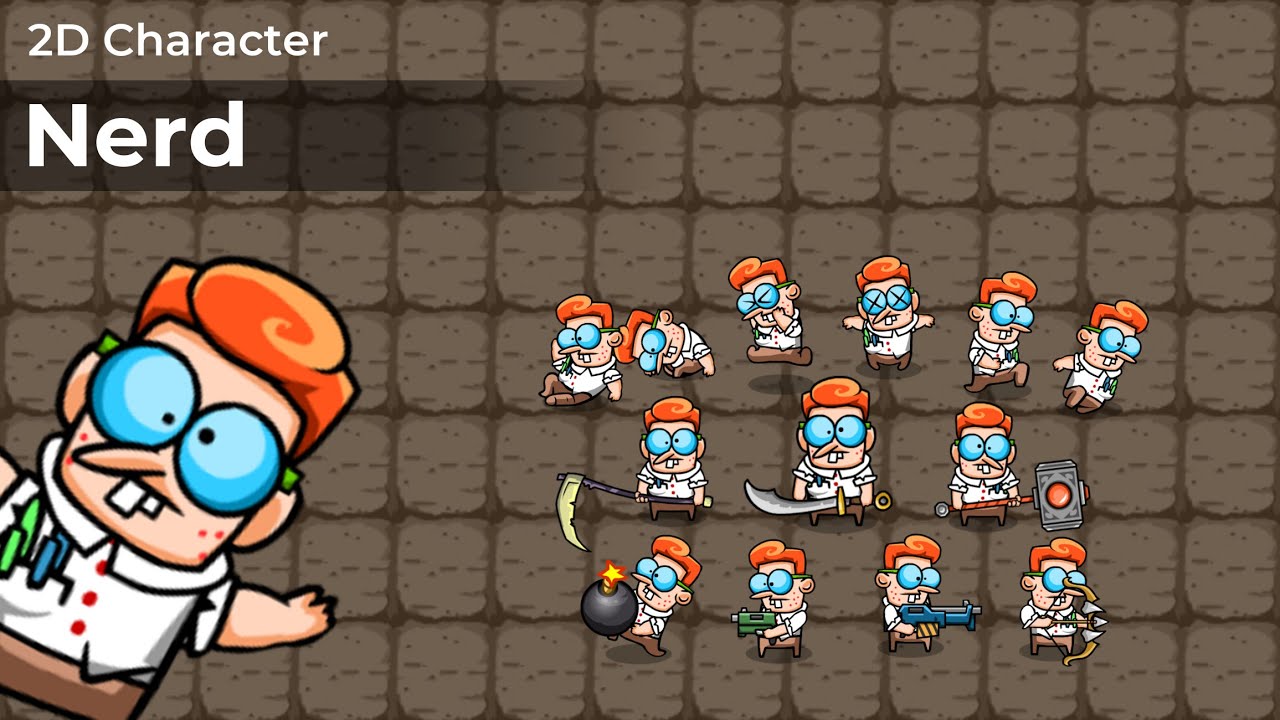 2D Character - Nerd (Sprite Package Demo) - YouTube