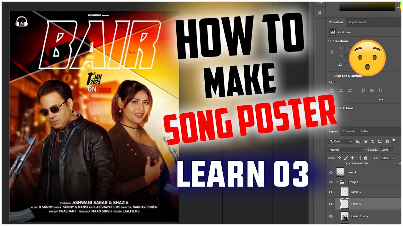 HOW TO MAKE SONG POSTER | MAKING POSTER | MUSIC VIDEO POSTER - YouTube