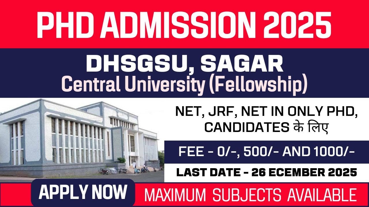 New PhD Admission 2025 | Dr. Hari Singh Gour University | DHSGSU ...
