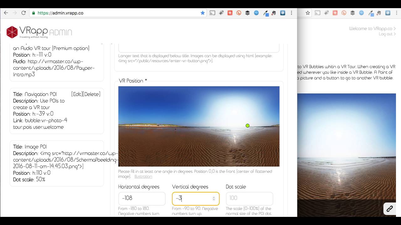 poi editor web based virtual reality platform VRapp, made by VRmaster ...