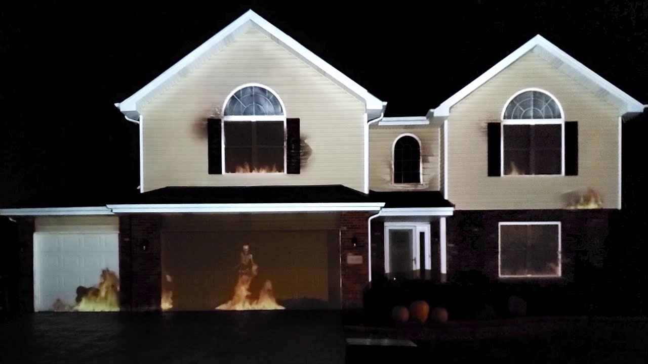 Halloween House Projection "Burning Down the (Haunted) House" - YouTube