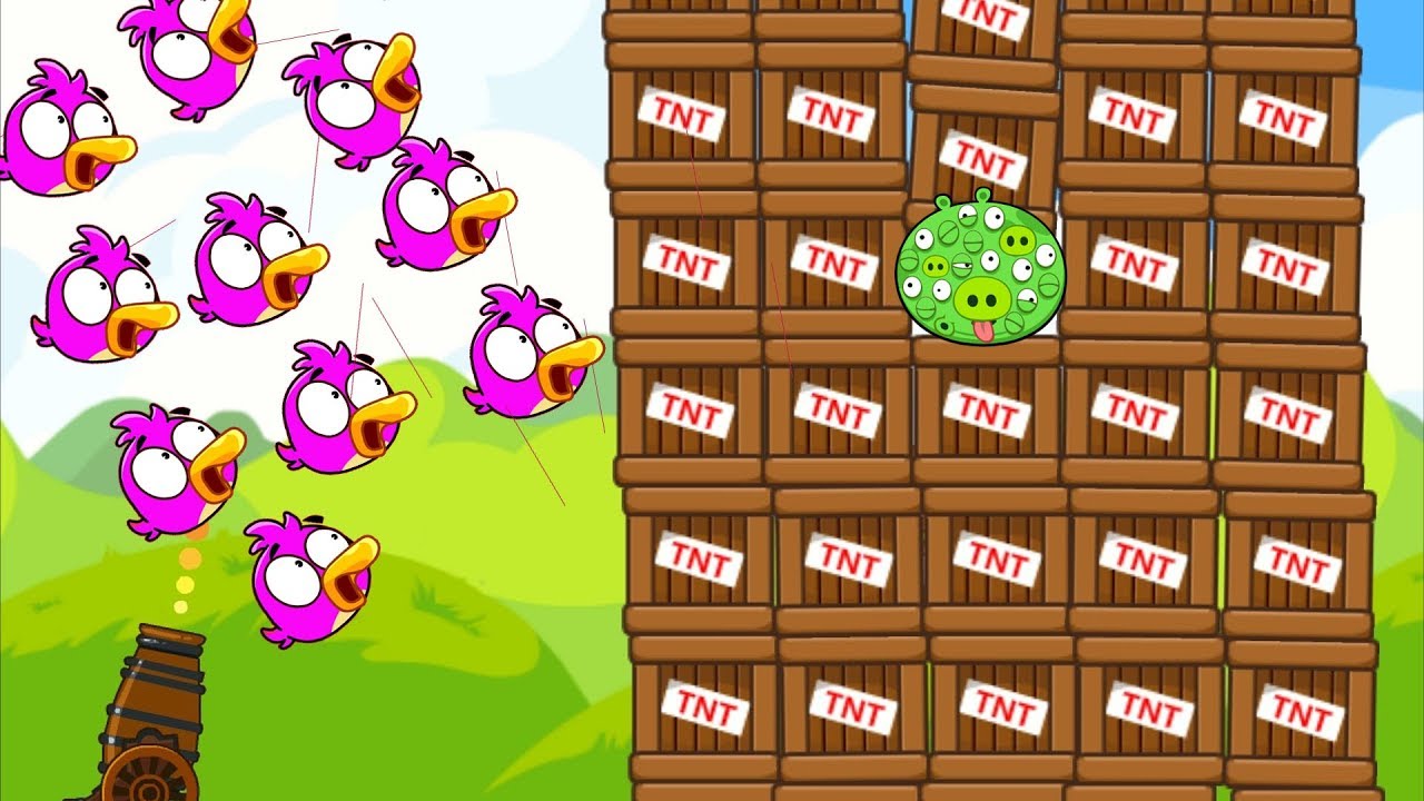 Angry Birds Collection 1 - BLAST HUGE 100 TNT TO HIT 100 EYES PIGGIES ...