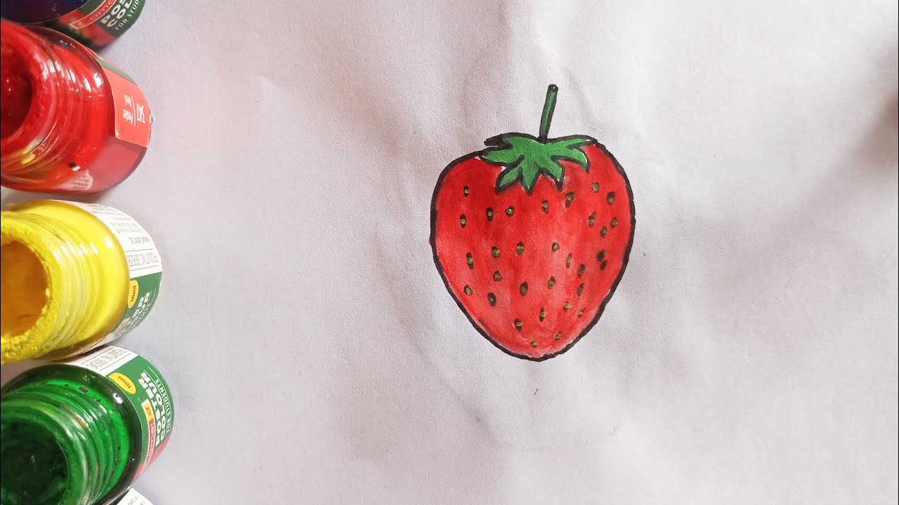 How to Draw Strawberry / Strawberry drawing / Step by step free drawing ...