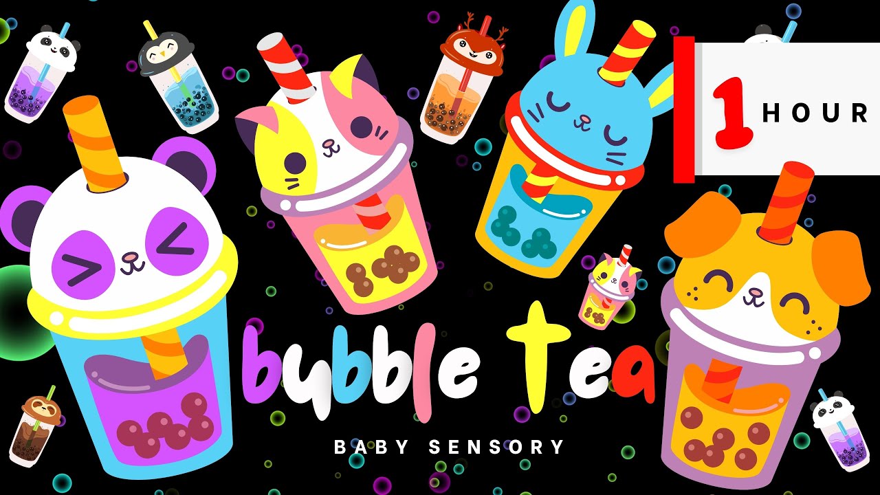 Bubble Tea with Animal Faces | Baby Sensory | Bubbles Therapy | Baby ...