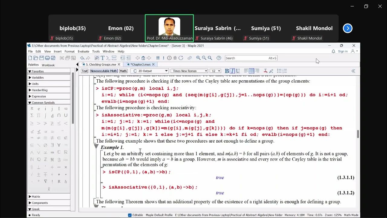 Maple codes for displaying the Cayley tables of the groups - YouTube
