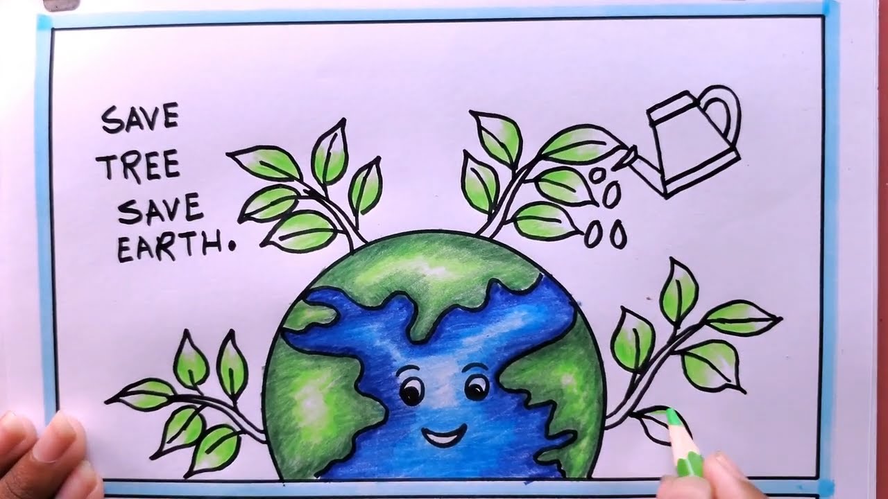 How To Draw Save Thee Save Earth Step By Step - YouTube