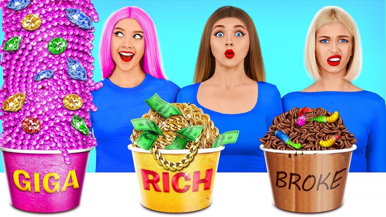 Rich vs Broke vs Giga Rich Food Challenge | Ideas with Expensive ...